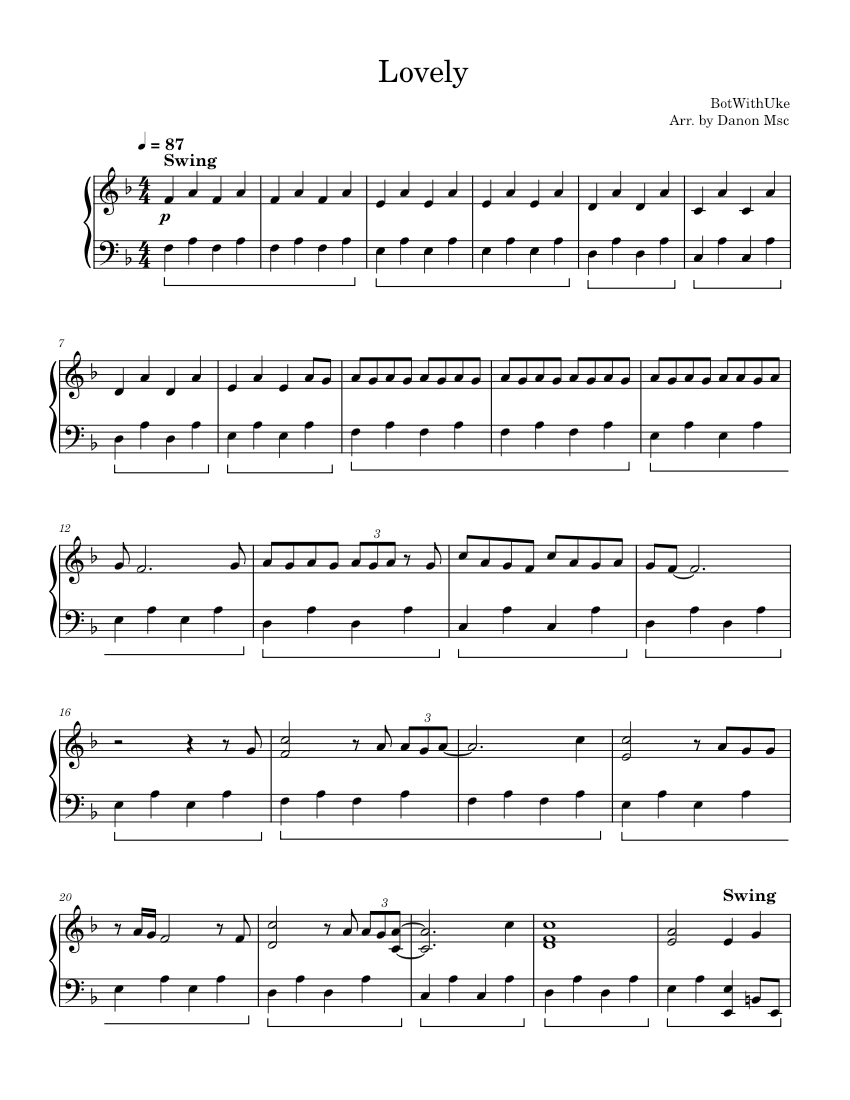 Lovely – BoyWithUke (Full Piano Cover) Sheet music for Piano (Solo) | Musescore.com
