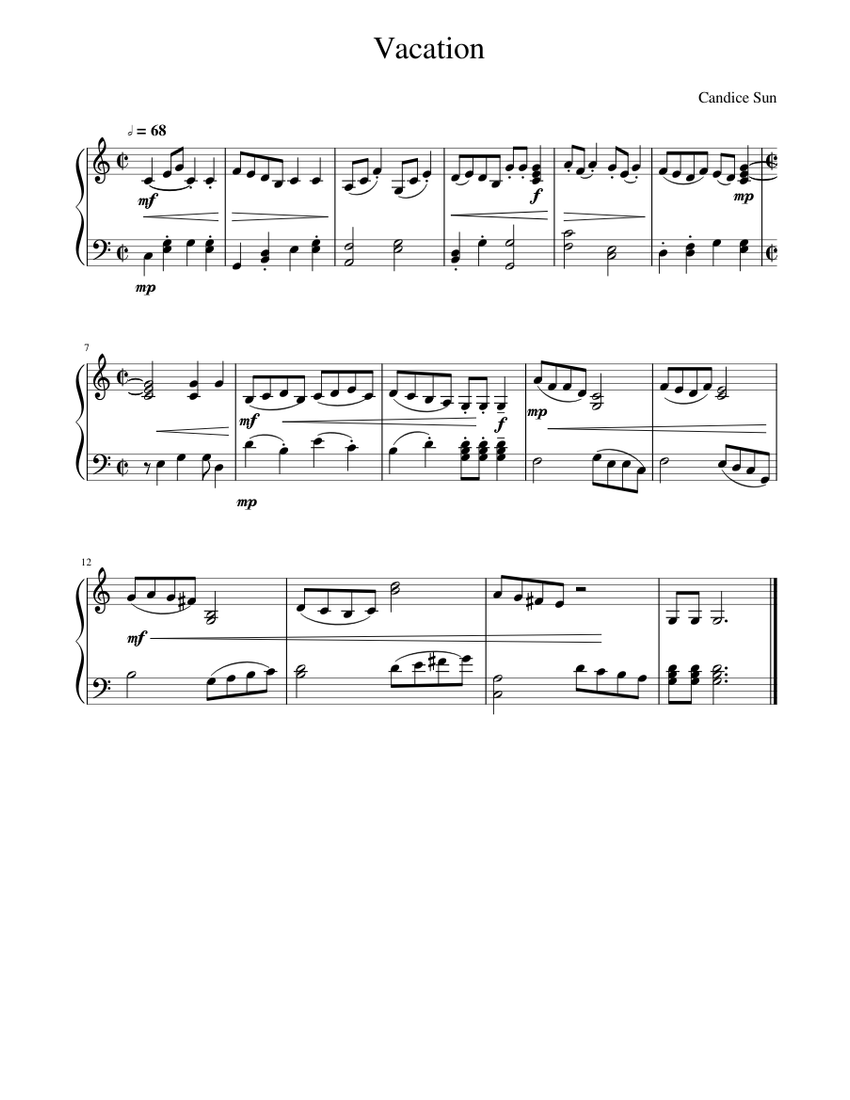 Vacation Sheet music for Piano (Solo) | Musescore.com