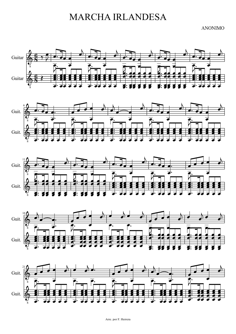 MARCHA IRLANDESA Sheet Music for Guitar (Mixed Duet) | MuseScore.com