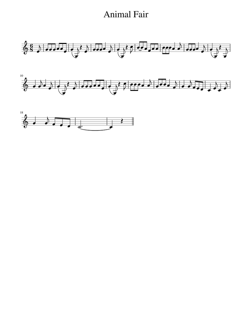 Animal Fair Sheet music for Piano (Solo) Easy | Musescore.com