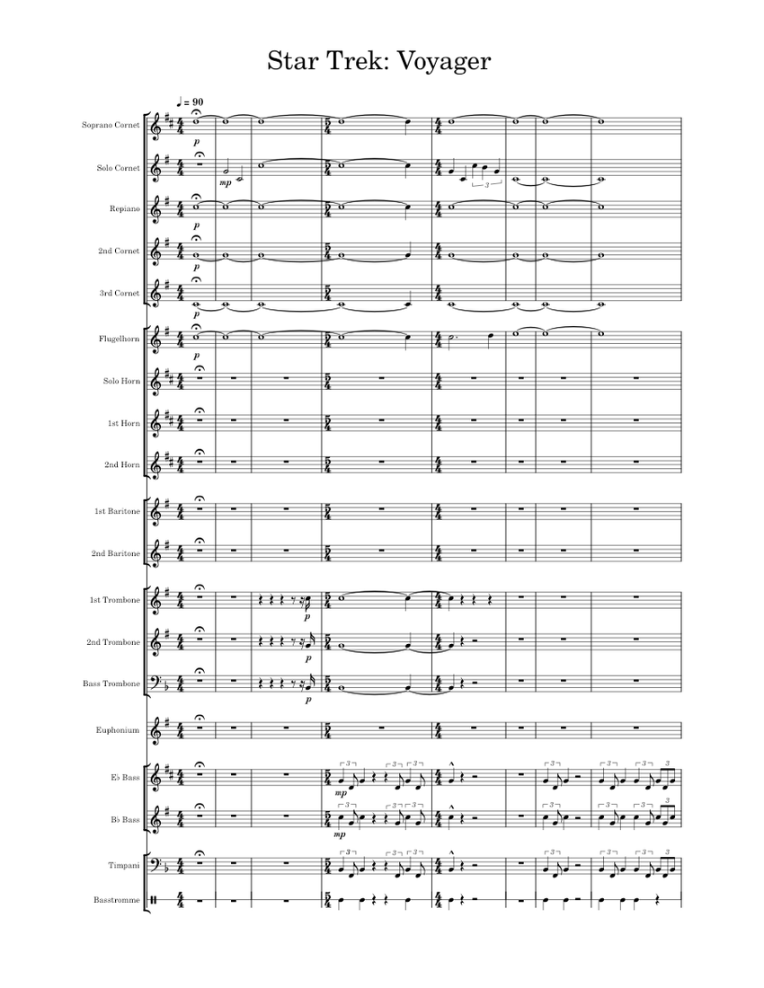 Star Trek Voyager theme – Jerry Goldsmith Sheet music for Trombone, Cornet, Euphonium, Tuba ...