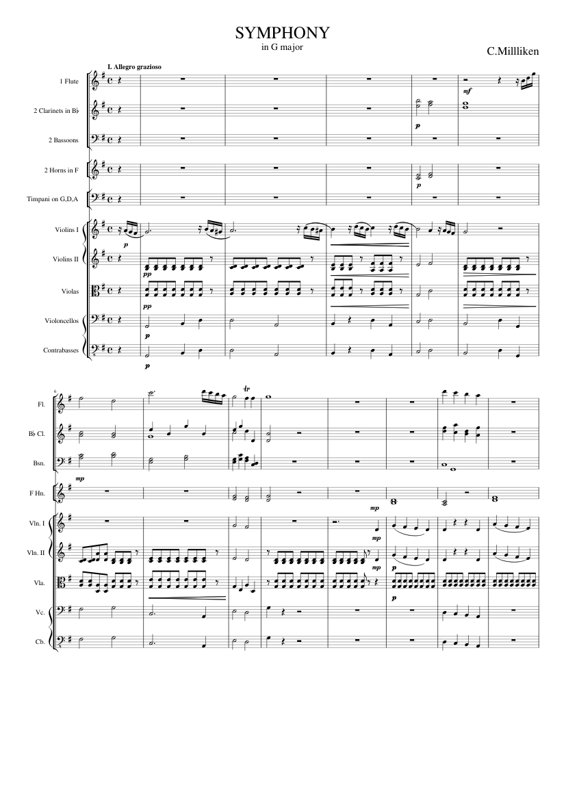 Symphony in G major Sheet music for Flute, Clarinet in b-flat, Bassoon ...