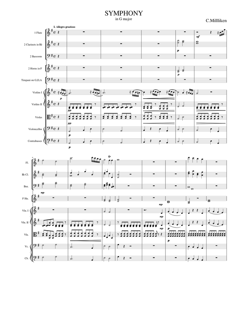 Symphony in G major Sheet music for Flute, Clarinet in b-flat, Bassoon ...