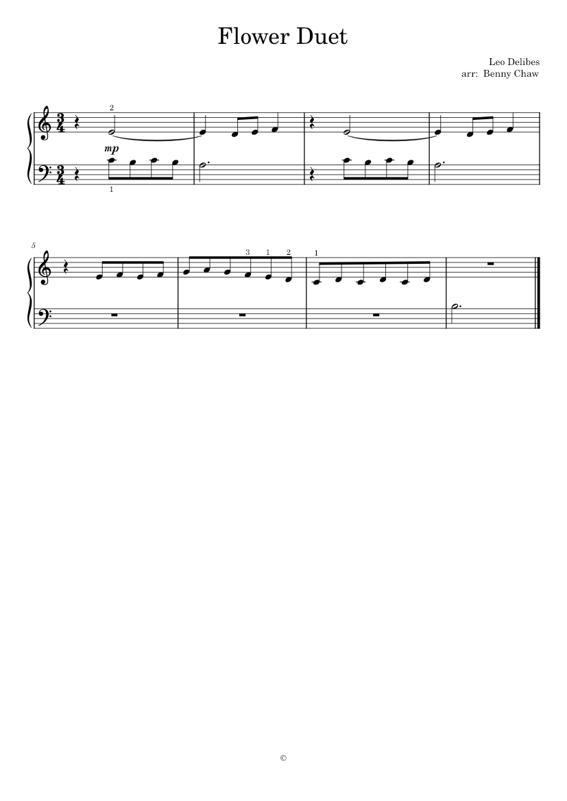 Flower Duet Sheet music for Piano (Solo) Easy | Musescore.com