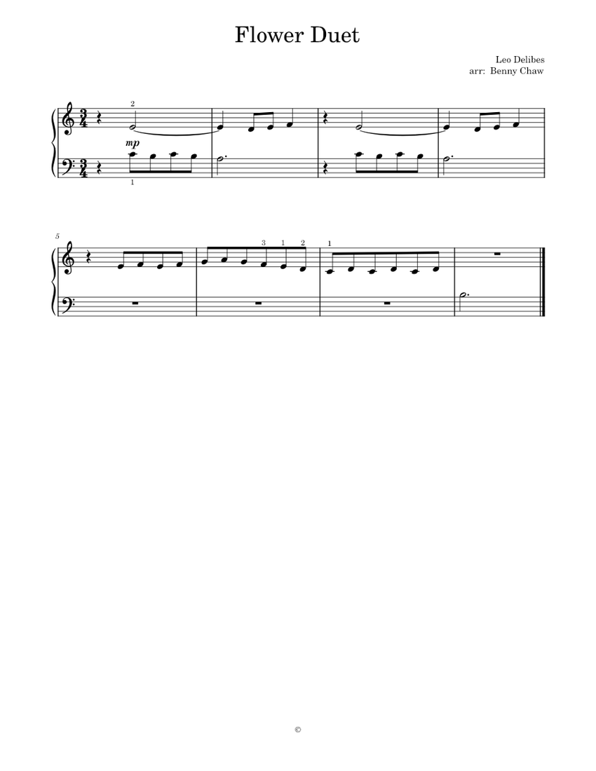 Flower Duet Sheet music for Piano (Solo) Easy | Musescore.com