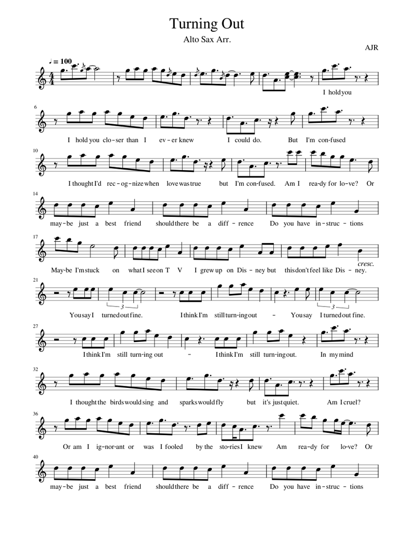 Turning Out Sheet music for Saxophone alto (Solo) | Musescore.com