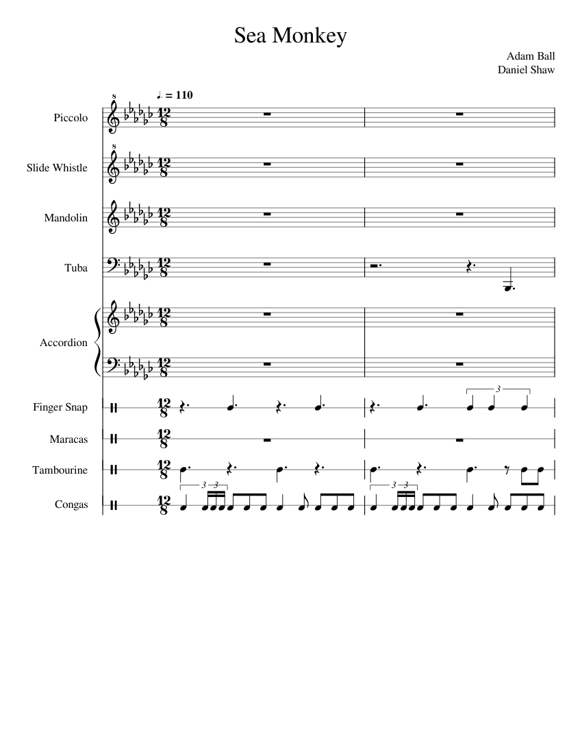 Sea Monkey - Adam Ball & Daniel Shaw Sheet music for Accordion, Tuba ...
