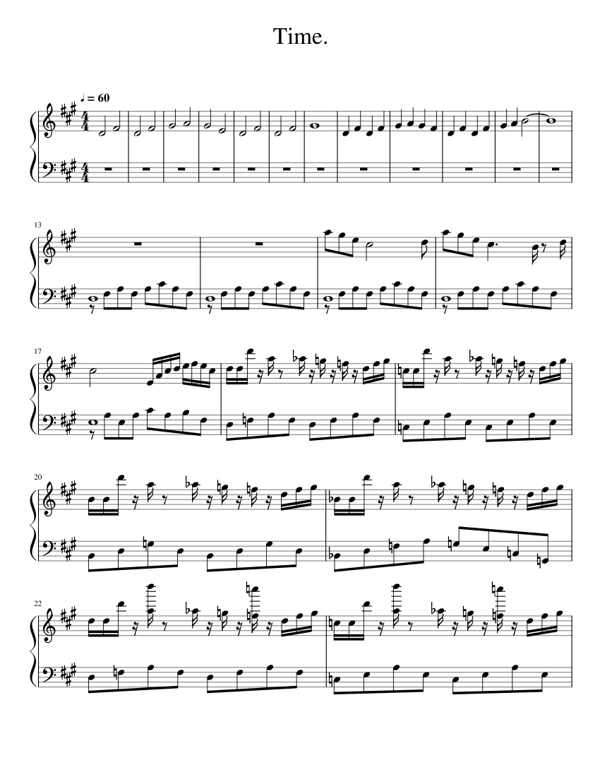 time. Sheet music for Piano (Solo) Easy | Musescore.com