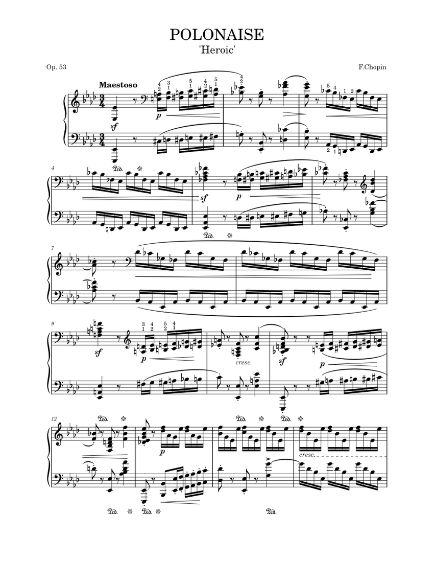 Chopin - Heroic Polonaise Op. 53 Sheet music for Piano (Solo) | Download and print in PDF or ...