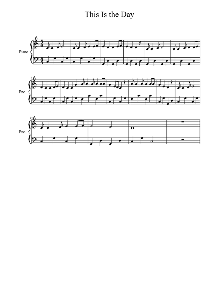 This Is the Day Sheet music for Piano (Solo) | Download and print in ...