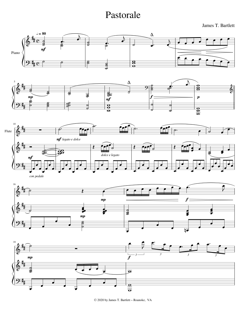 Pastorale Sheet music for Piano, Flute (Solo) | Musescore.com