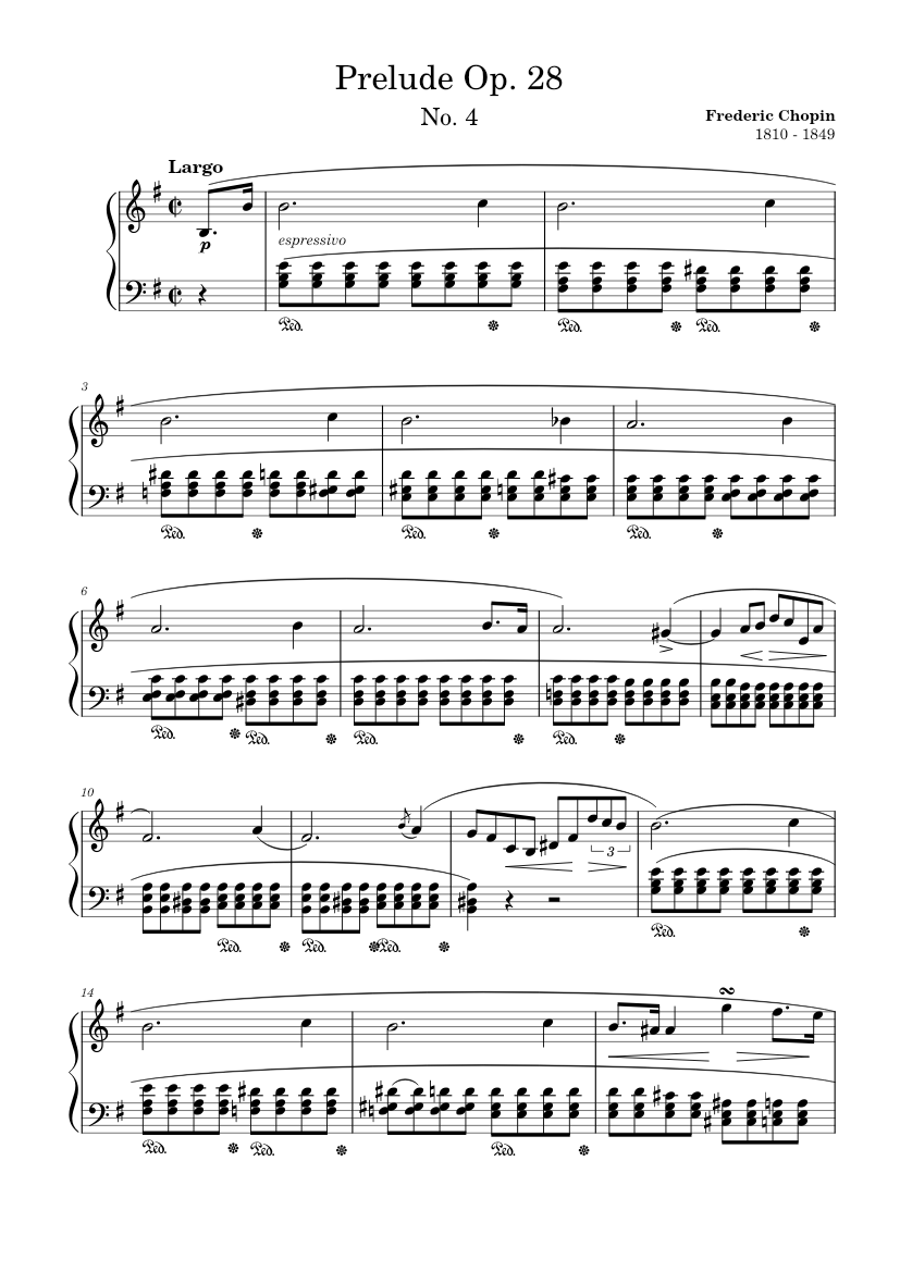 Prelude in E minor, Op. 28 No. 4 – Frédéric Chopin Sheet music for ...