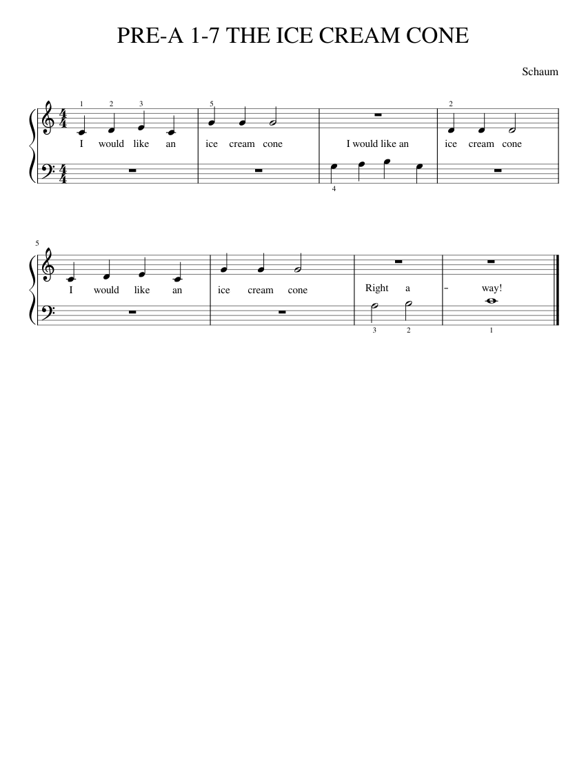PRE-A 1-7 THE ICE CREAM CONE Sheet music for Piano (Solo) | Musescore.com
