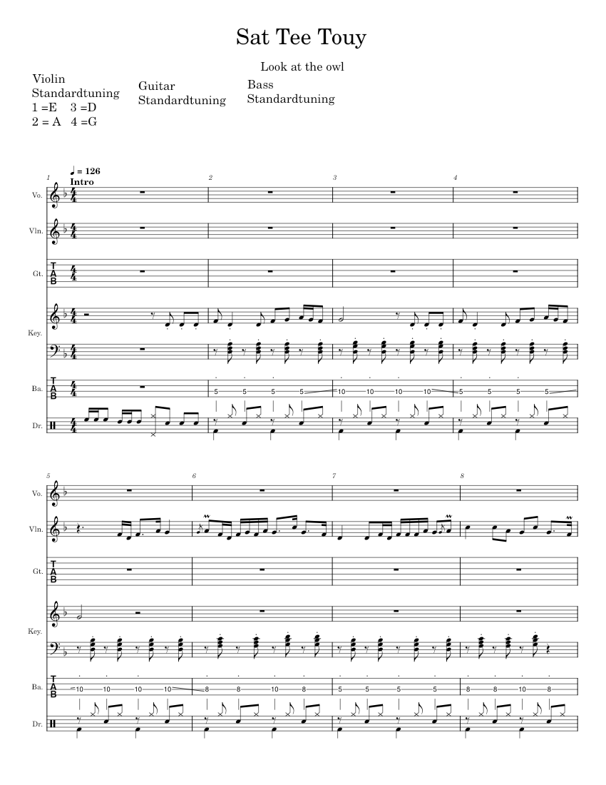 Sat Tee Touy Sheet music for Piano, Violin, Guitar, Bass guitar & more ...