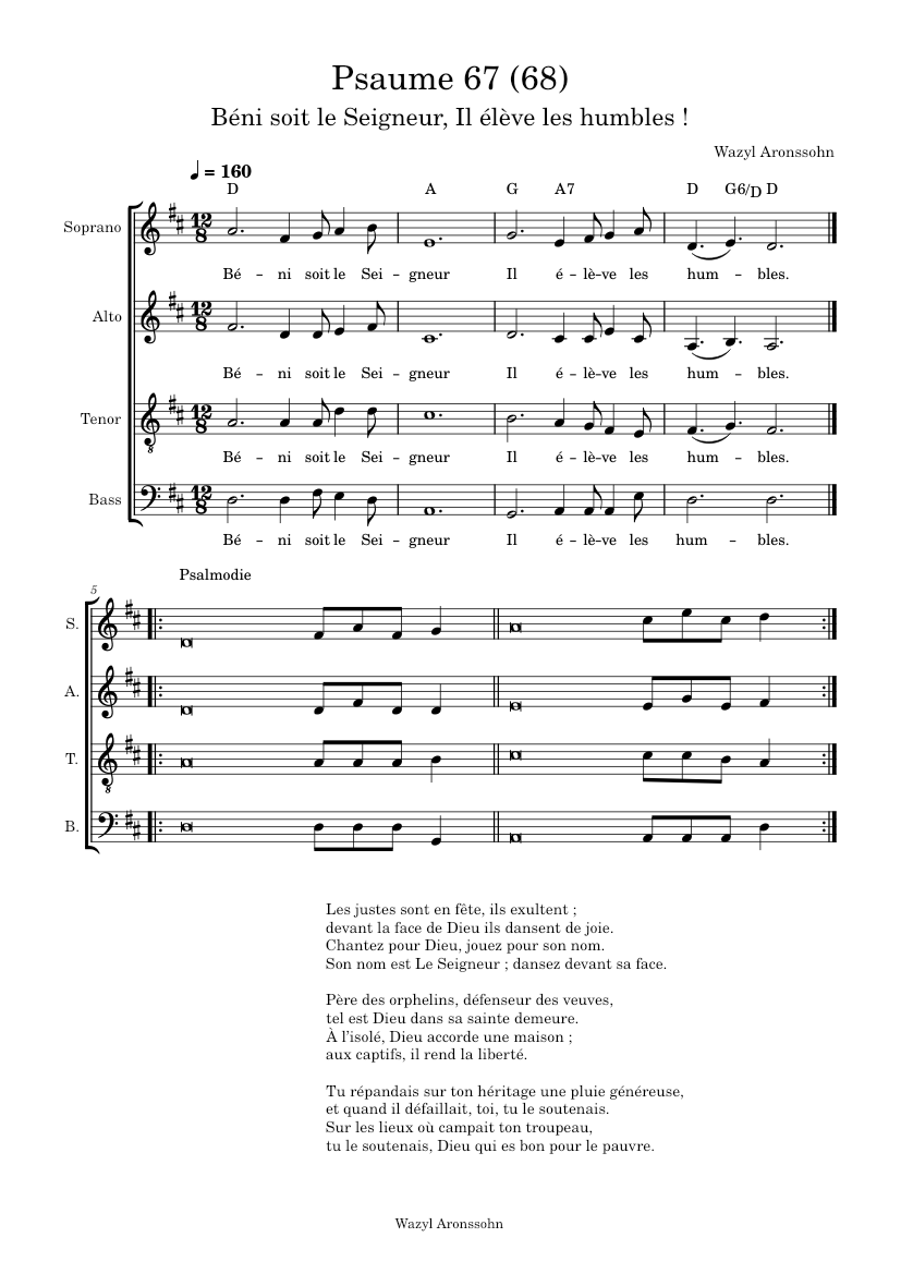 Psaume 67 Béni soit le Seigneur, il élève les humbles – Wazyl Aronssohn ...
