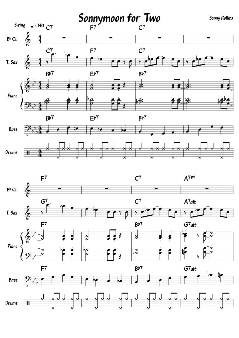 Sonnymoon for Two Sheet music for Piano, Clarinet in b-flat, Saxophone ...