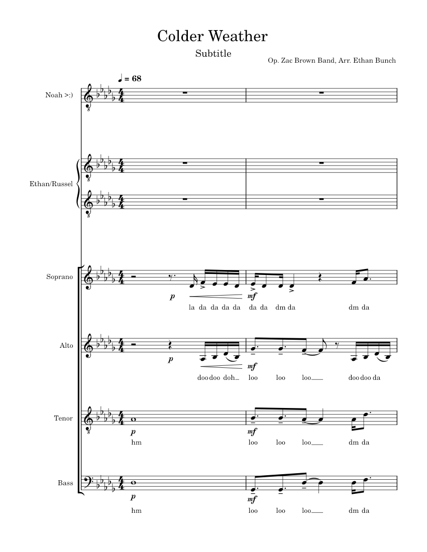 Colder weather – Zac Brown Band Colder Weather Sheet Music for Piano ...