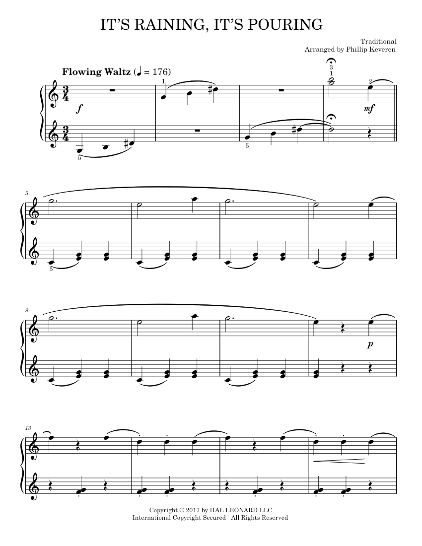 Play Official version of It's Raining, It's Pouring Sheet Music by Misc ...