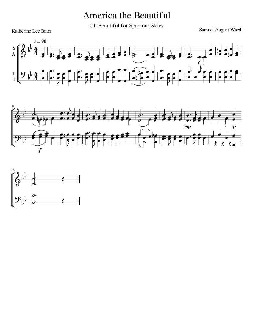 America the Beautiful Sheet Music for Female, Male (Choral) | MuseScore.com