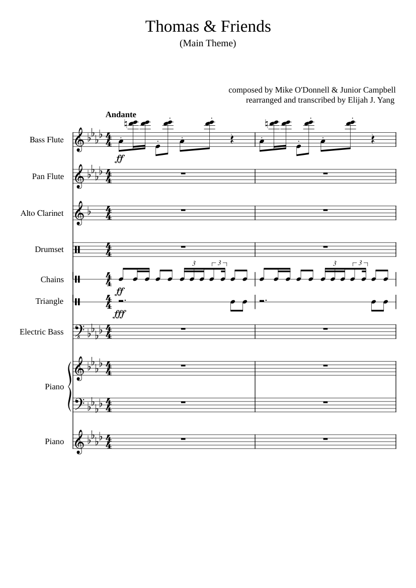 Thomas & Friends (Main Theme) Sheet Music for Piano, Clavichord, Flute ...