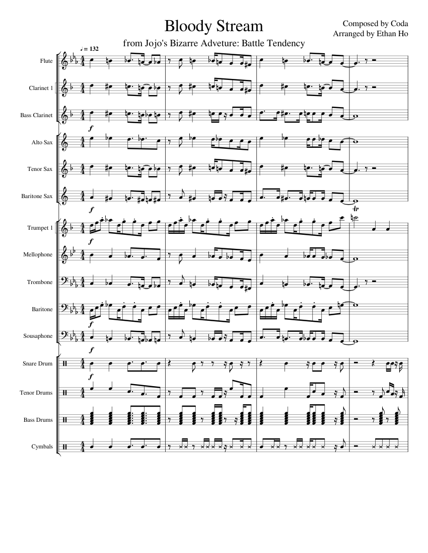 Bloody Stream Sheet music for Trombone, Mellophone, Flute, Clarinet in ...