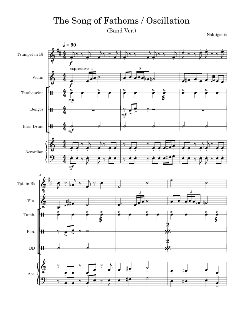 The Song of Fathoms (Band Ver.) (Deepwoken OST) – Naktigonis Sheet ...