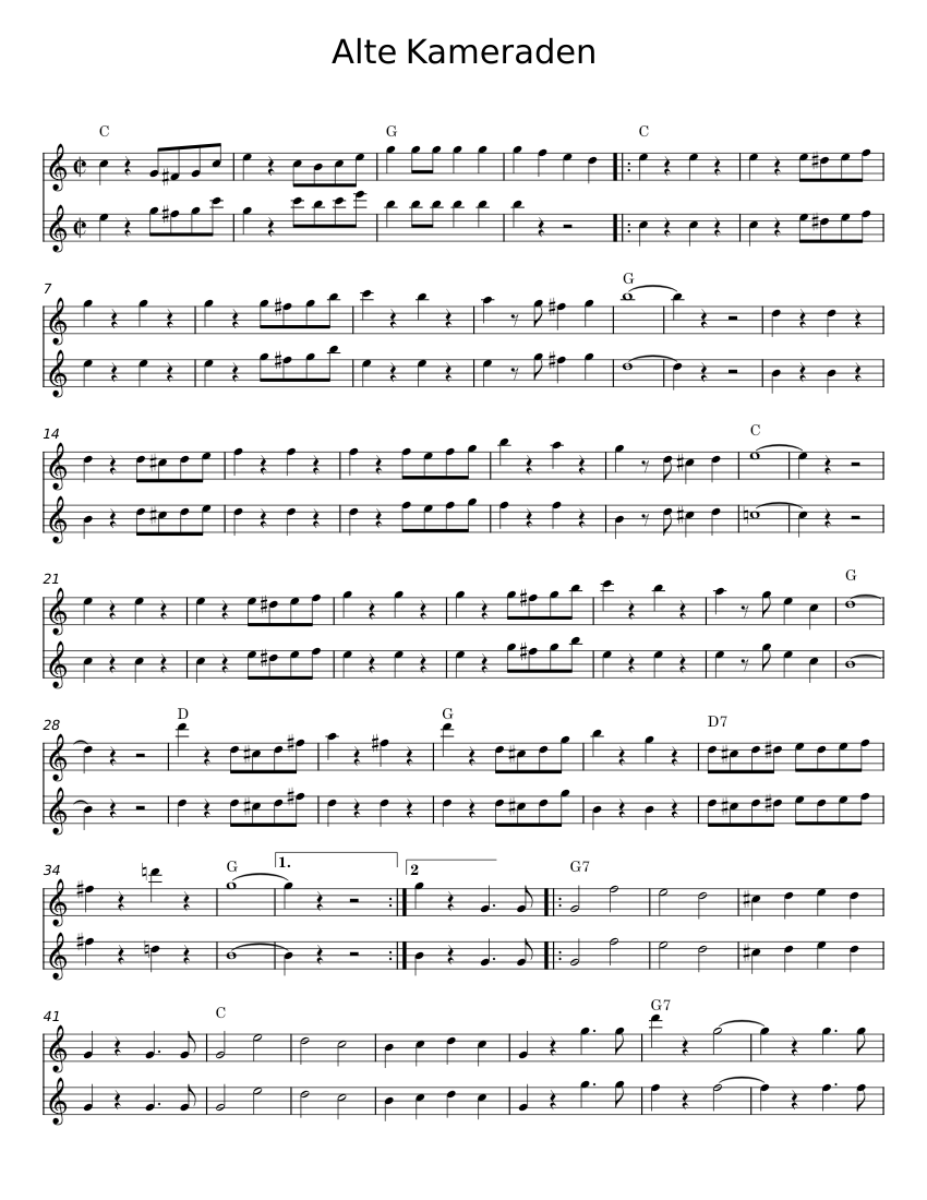 Alte Kameraden Sheet music for Piano (Piano Duo) | Musescore.com