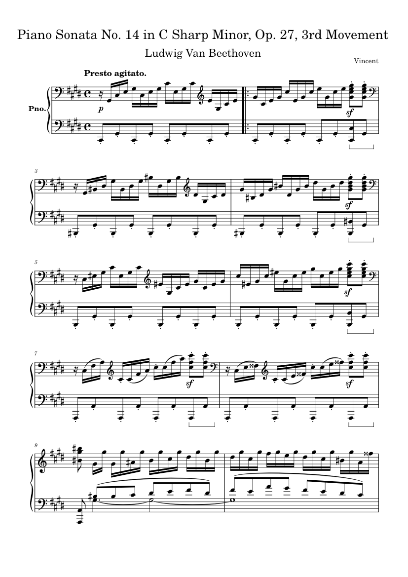 Beethoven - Piano Sonata No. 14 in C Sharp Minor, Op. 27, 3rd Movement Sheet music for Piano ...