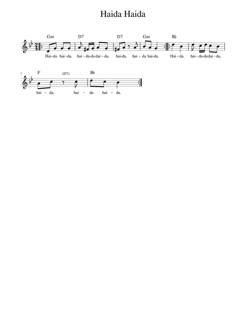 Haida Haida Sheet music for Piano (Solo) Easy | Musescore.com