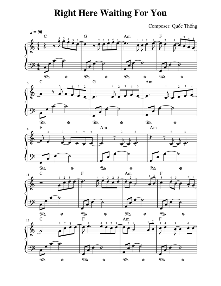 Right_Here_Waiting - piano tutorial