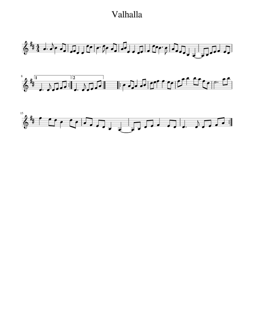 Valhalla Sheet music for Piano (Solo) Easy | Musescore.com