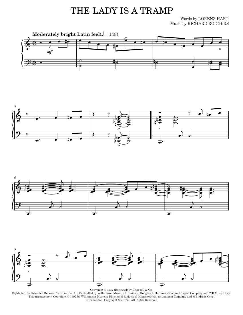 The Lady Is A Tramp Sheet music for Piano by Babes In Arms Musical ...