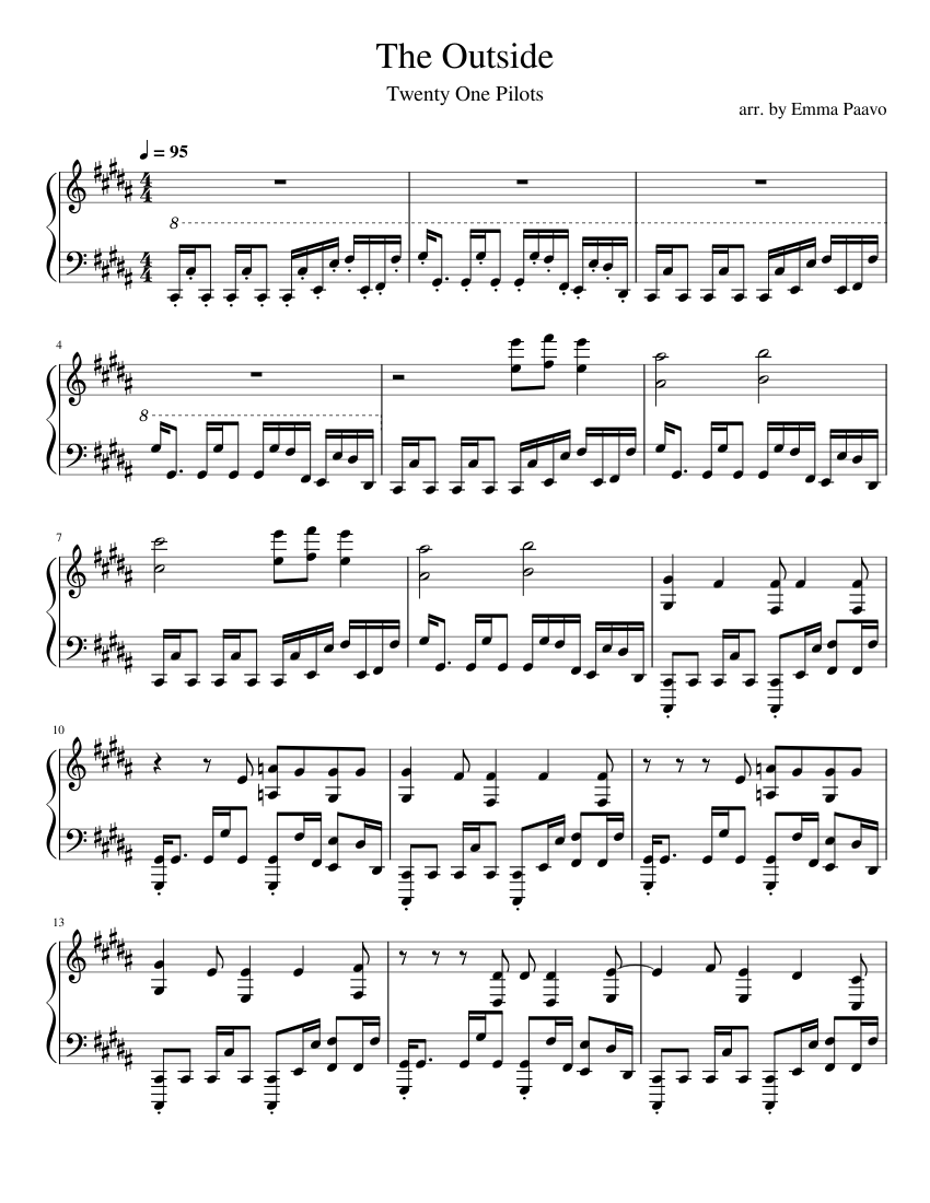 The Outside – Twenty One Pilots Sheet music for Piano (Solo ...