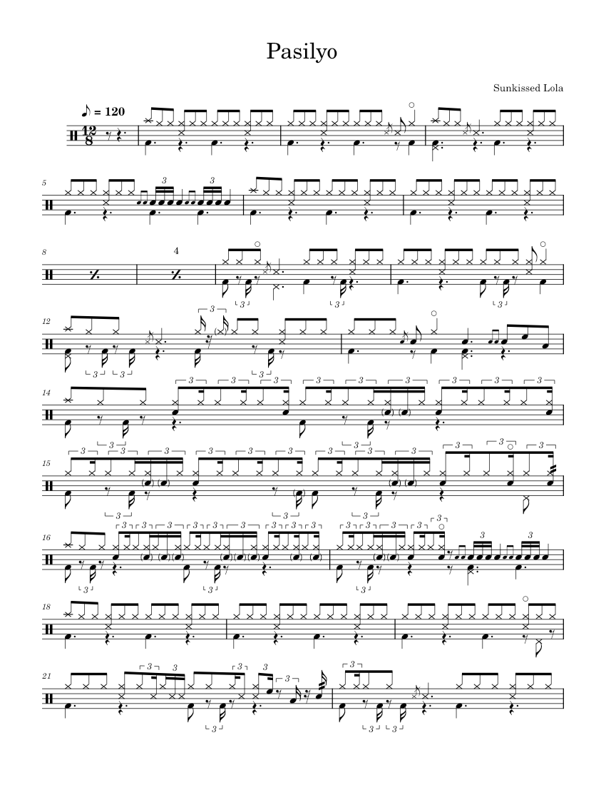 Pasilyo – Sunkissed Lola Sheet music for Drum group (Solo) | Musescore.com