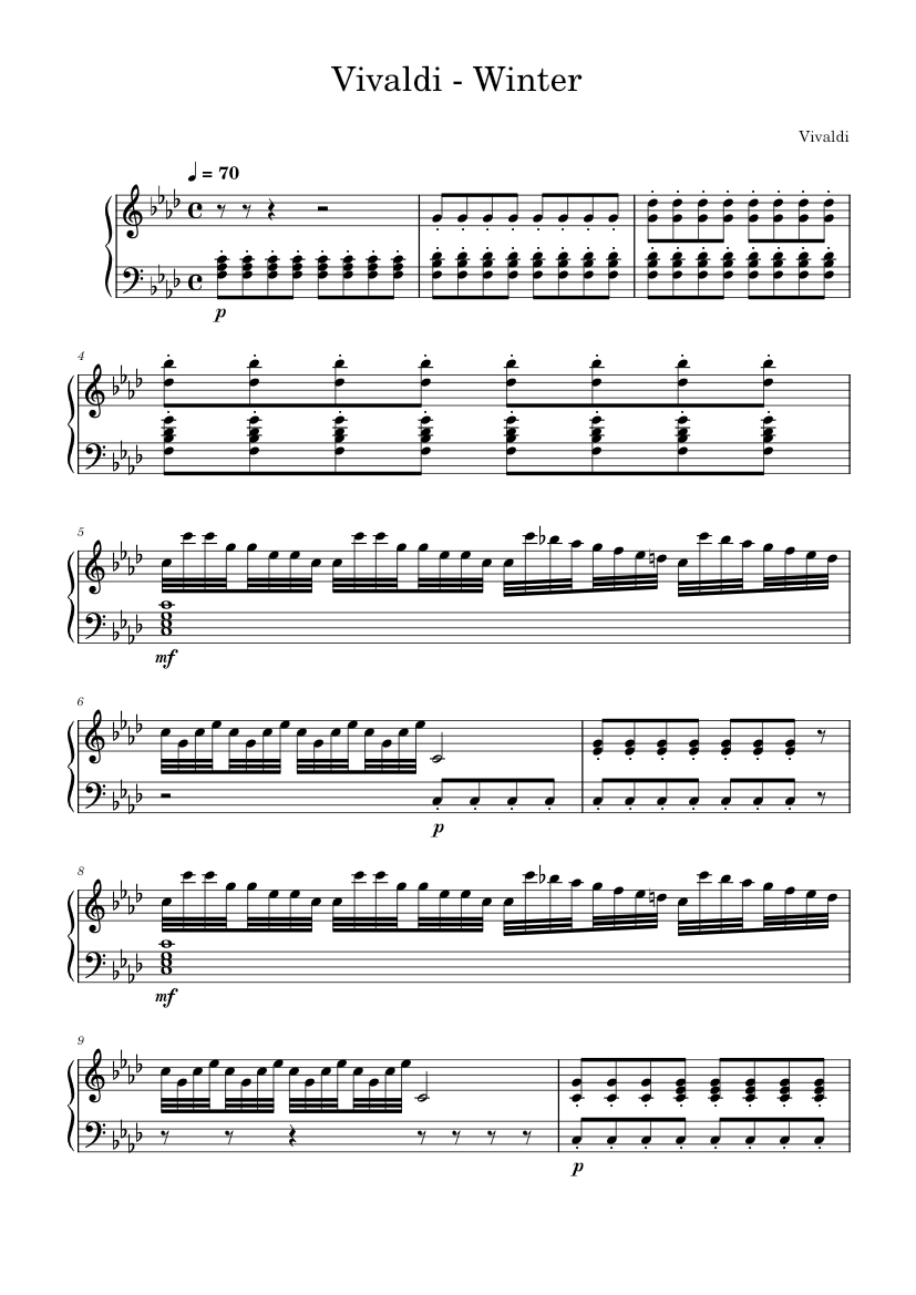 The Four Seasons - Winter – Antonio Vivaldi 겨울 Sheet music for Piano ...