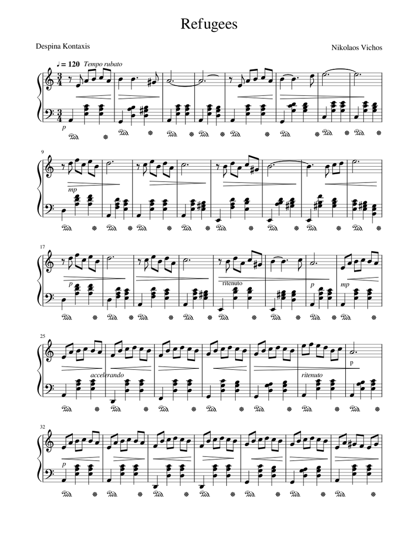 Refugees Sheet music for Piano (Solo) | Musescore.com