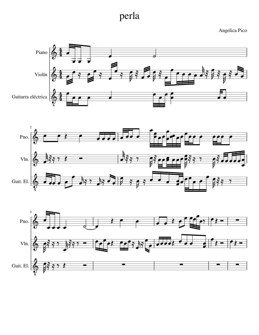 perla Sheet music for Piano, Violin, Guitar (Mixed Trio) | Musescore.com