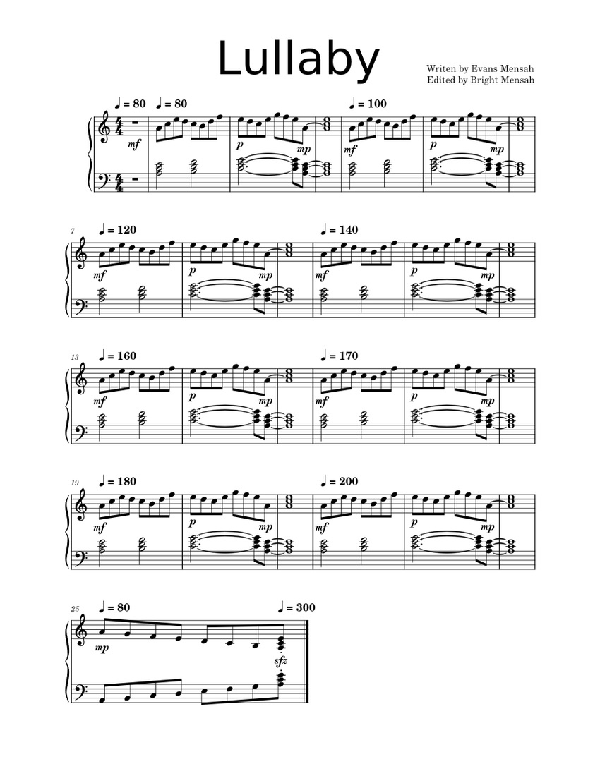 lullaby Sheet music for Piano (Solo) Easy | Musescore.com