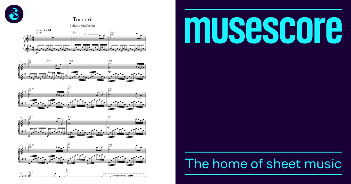 Tornerò – I Santo California Sheet music for Piano (Solo) | Musescore.com