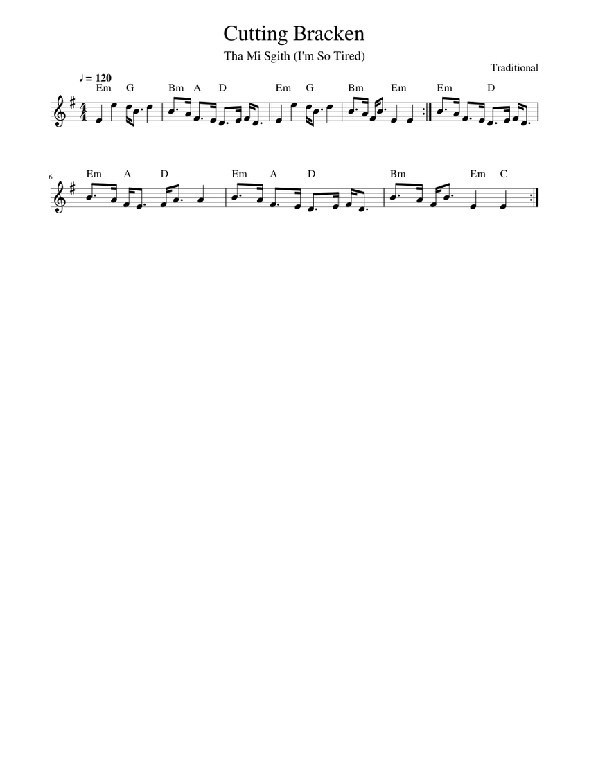 Traditional music - Cutting Bracken Sheet music for Piano (Solo) Easy ...