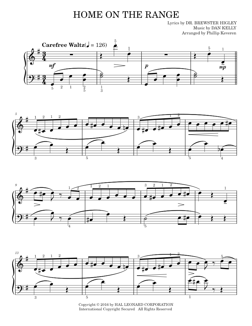 Home on the range Sheet music for Piano by Misc tunes: Music Notes by ...