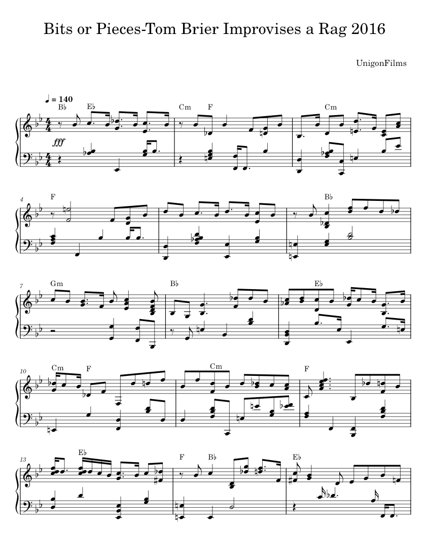Bits or Pieces - Tom Brier Sheet music for Piano (Solo) | Musescore.com