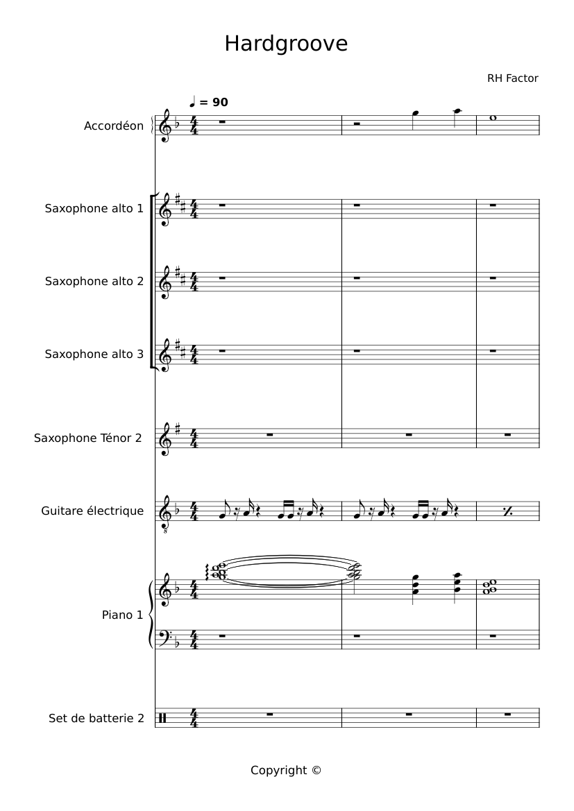 Hardgroove – RH Factor Sheet Music for Piano, Accordion, Saxophone alto ...