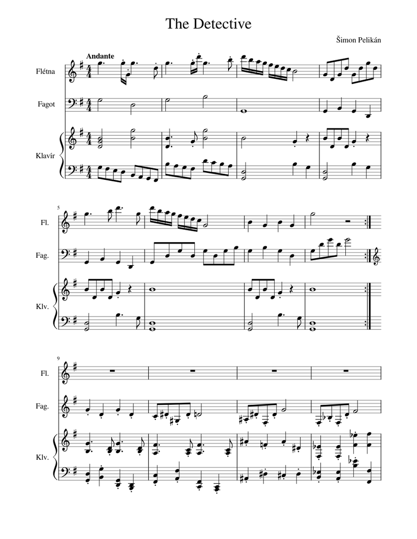 Detective Sheet music for Piano, Flute, Bassoon (Mixed Trio ...