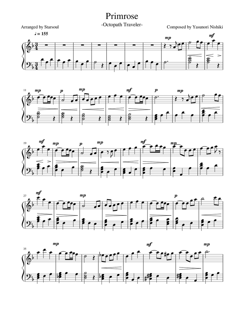 Primrose Sheet music for Piano (Solo) Easy | Musescore.com