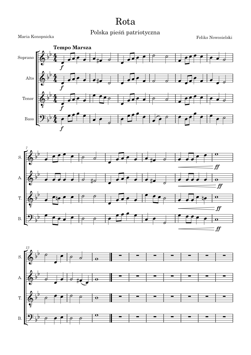 Rota – Feliks Nowosielski Rota (chór) Sheet music for Bass guitar ...