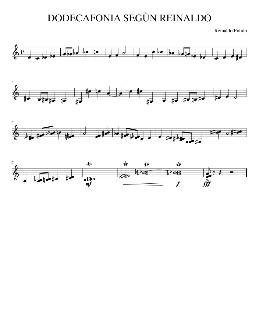 Dodecafonia segun Reinaldo Sheet music for Piano (Solo) | Musescore.com