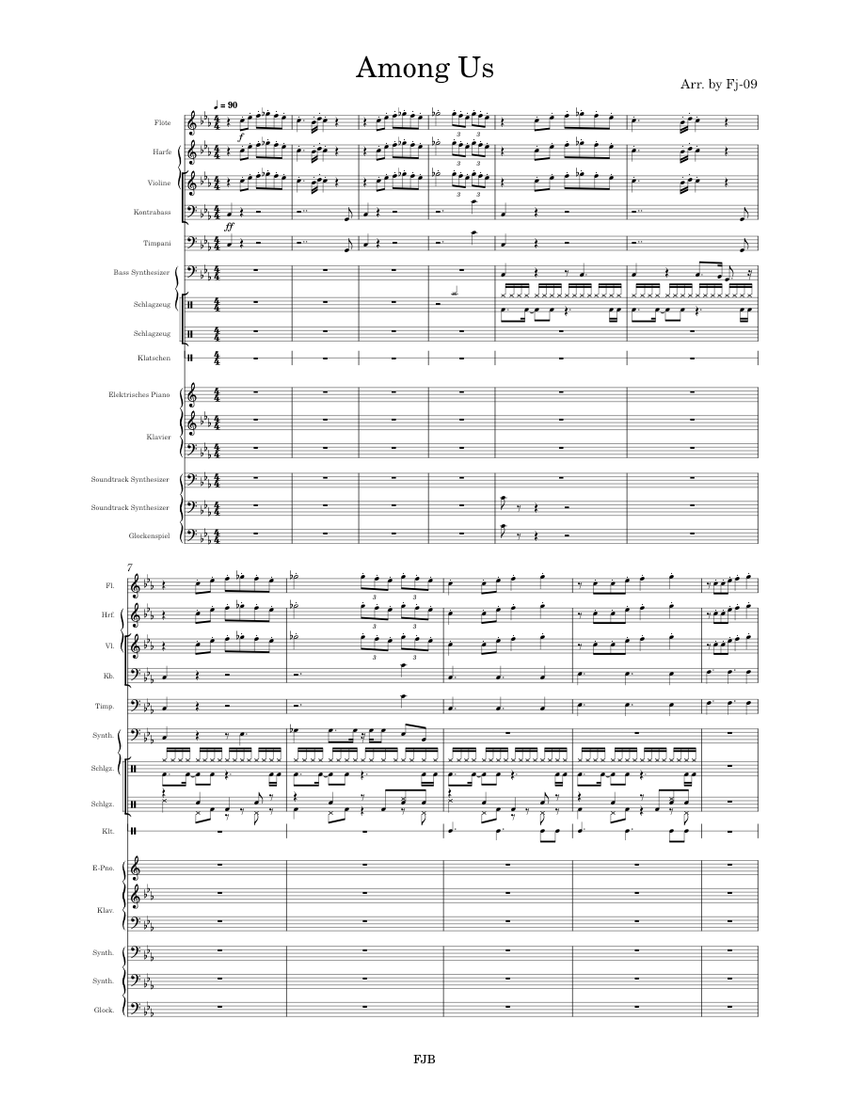 Among Us - Arr. by Fj-09 Sheet music for Piano, Flute, Contrabass ...