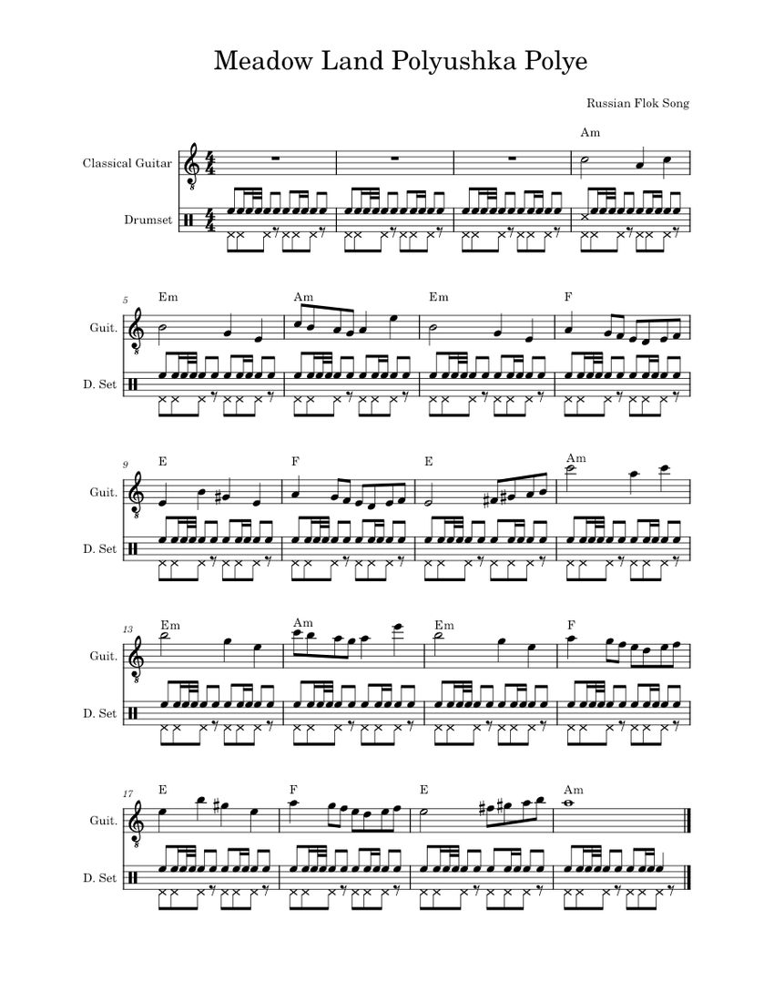 Polyushka Polye – Misc Traditional Sheet music for Drum Group, Guitar ...