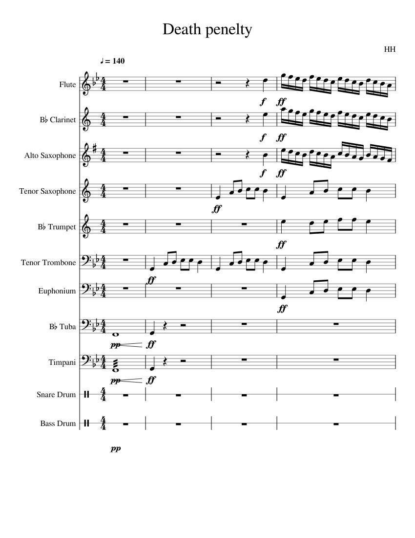 Death Penelty Sheet music for Tuba, Flute, Timpani, Clarinet other ...
